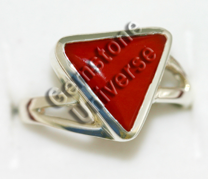 Beautiful Triangular Red Coral set in Ladies sterling Silver 925 Ring ...