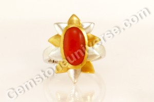 Sacred Chakra Ring – Natural and Organic Red Coral in a Mars Ring